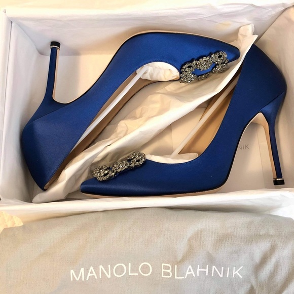 Manolo Blahnik | Shoes | Manolo Blahnik In Satin Royal Blue | Poshmark